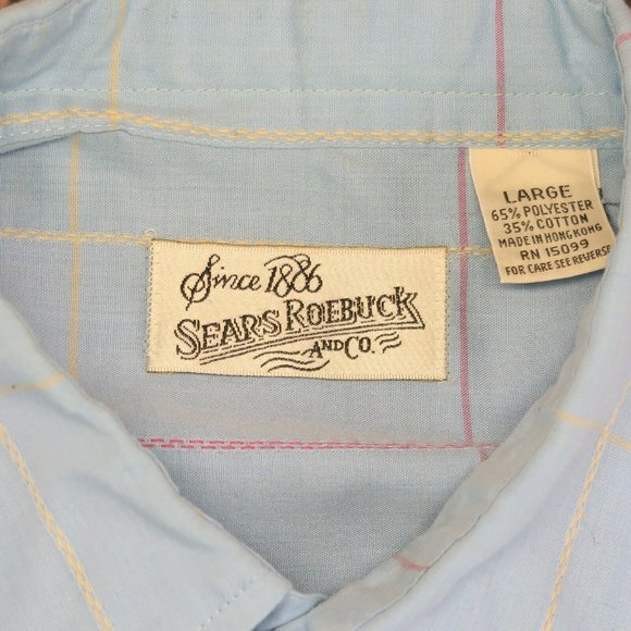 Roebuck & Co. | Shirts | Vintage Sears Roebuck Co Shirt Mens Large Blue ...
